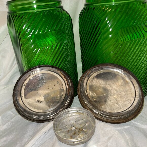 Hoosier | Kitchen | Hoosier Green Ribbed Canisters With Lids | Poshmark